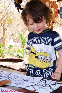 Puffy paint spider web craft - fine motor control for kids