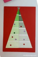 Stupidly easy paint chip Christmas tree card (for the littlest toddlers)