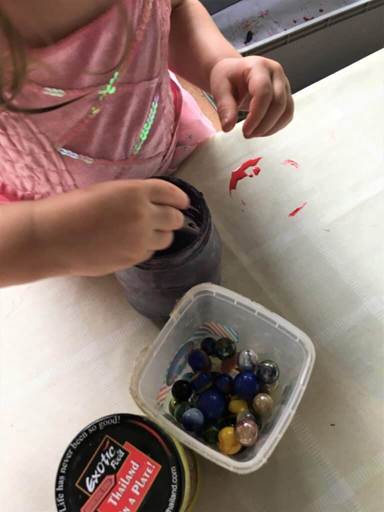 Marble rolling: easy art activity for toddlers & preschoolers (that you ...
