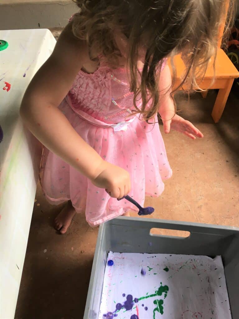 Marble rolling: easy art activity for toddlers & preschoolers (that you ...