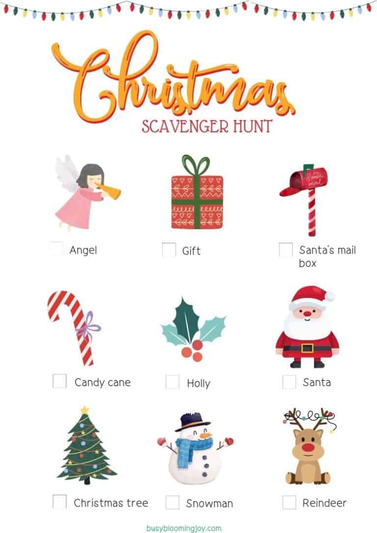 7 Free Christmas Light Scavenger Hunt Printable PDFs for Kids