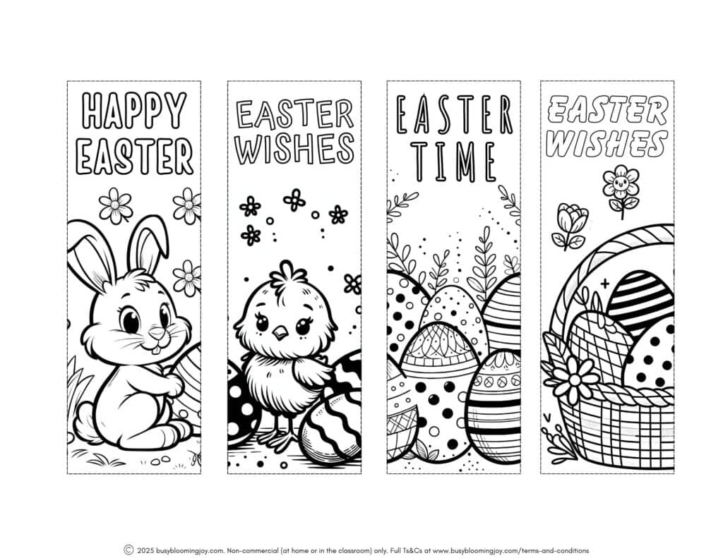 8 FREE Printable Easter Bookmarks For Kids To Color