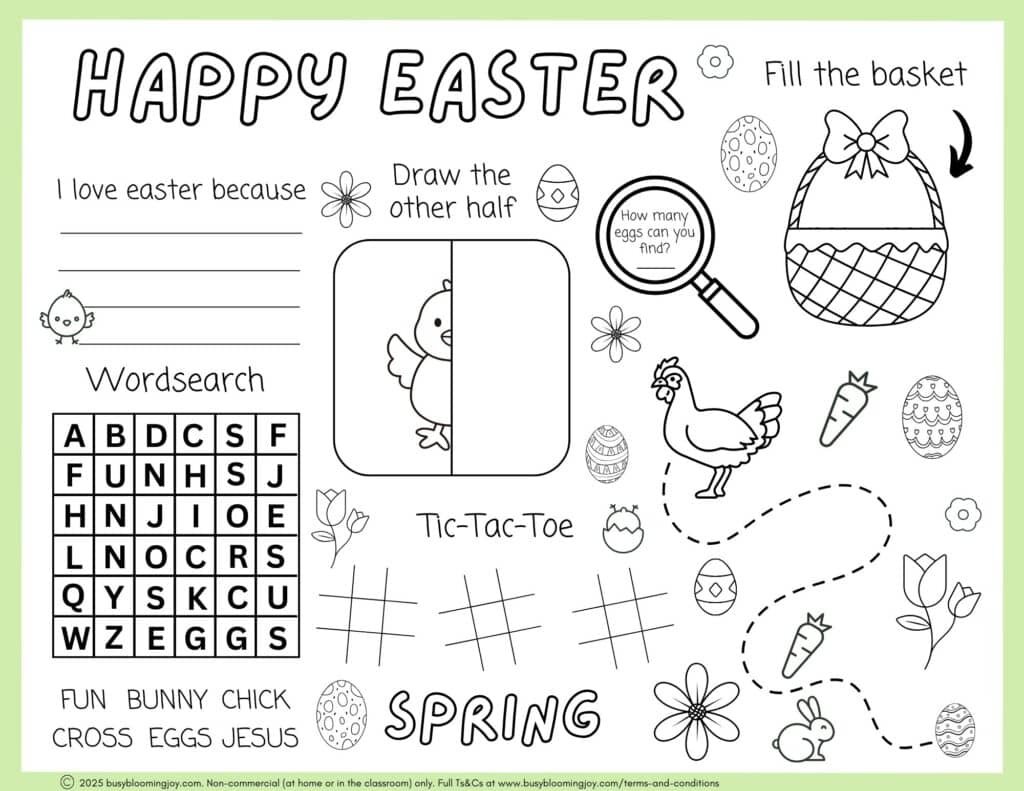 2 Fun FREE Printable Easter Activity Placemats for Kids