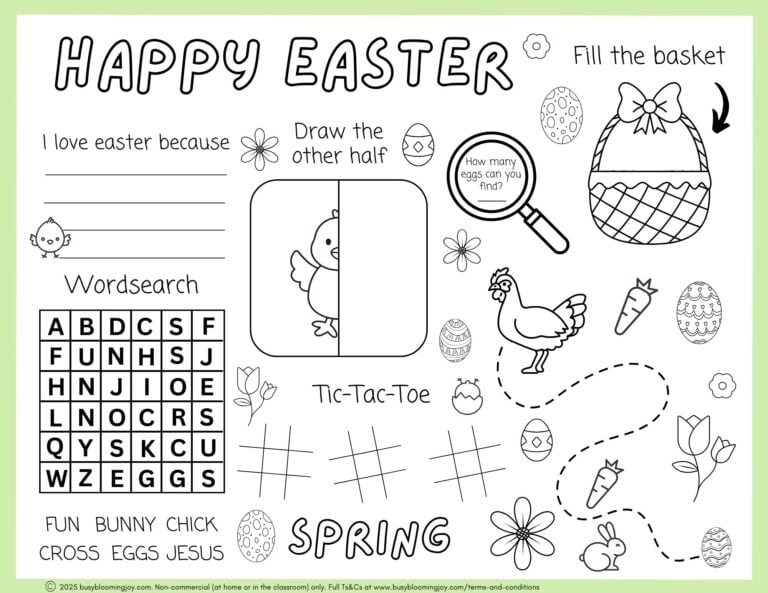 2 Fun FREE Printable Easter Activity Placemats for Kids