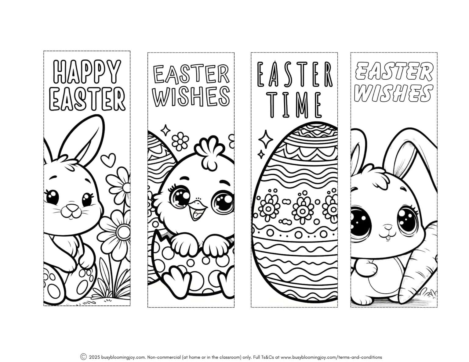 8 FREE Printable Easter Bookmarks For Kids To Color