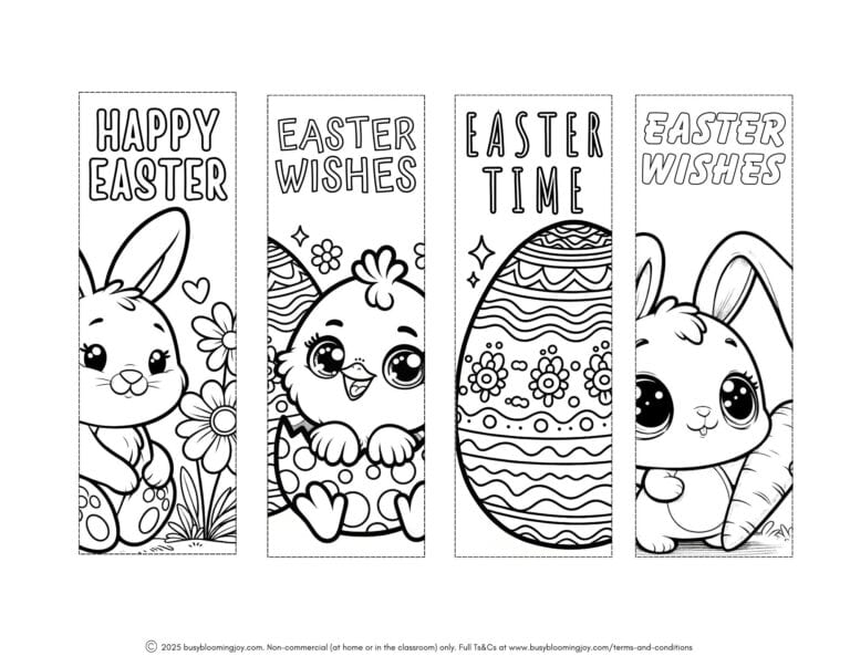 8 FREE Printable Easter Bookmarks For Kids To Color