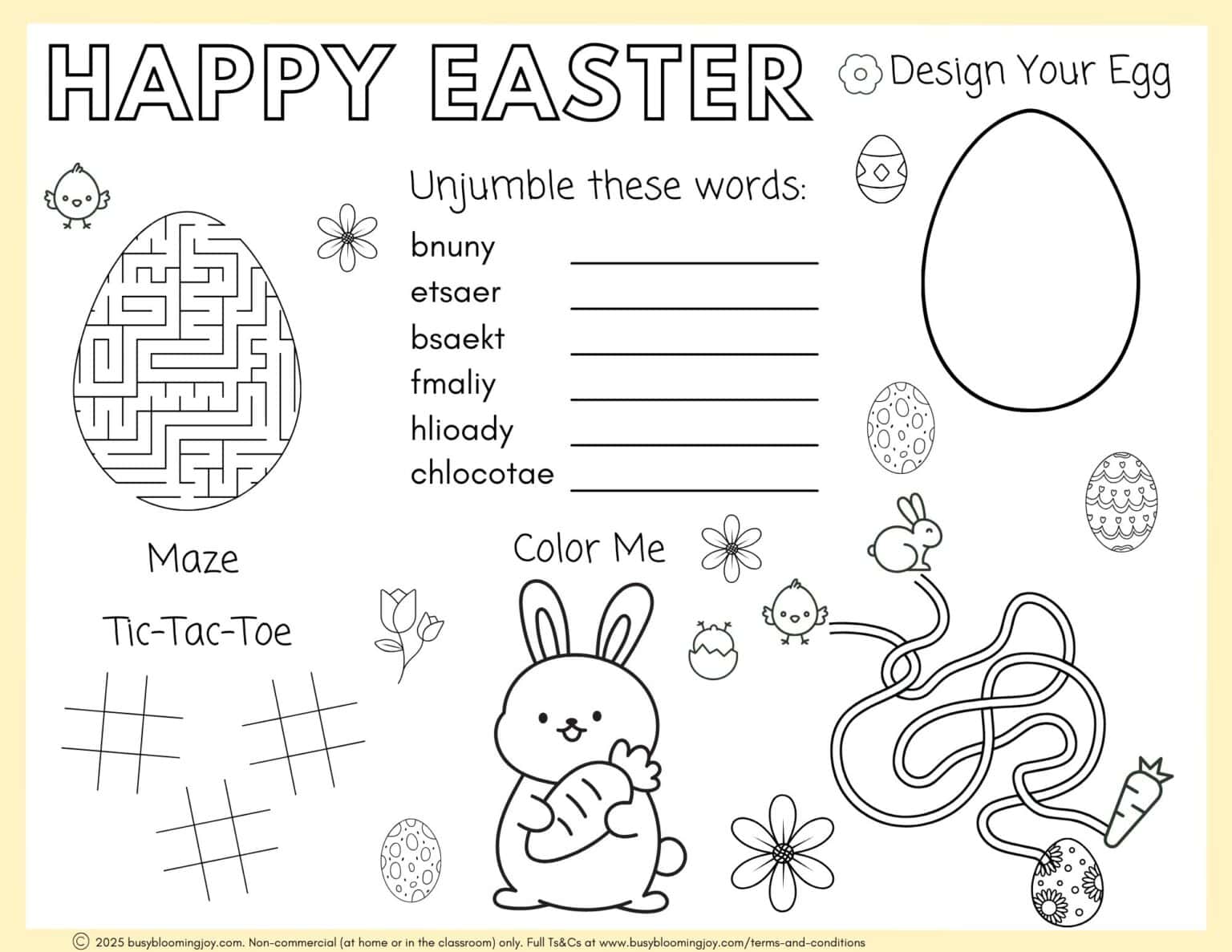 2 Fun FREE Printable Easter Activity Placemats for Kids