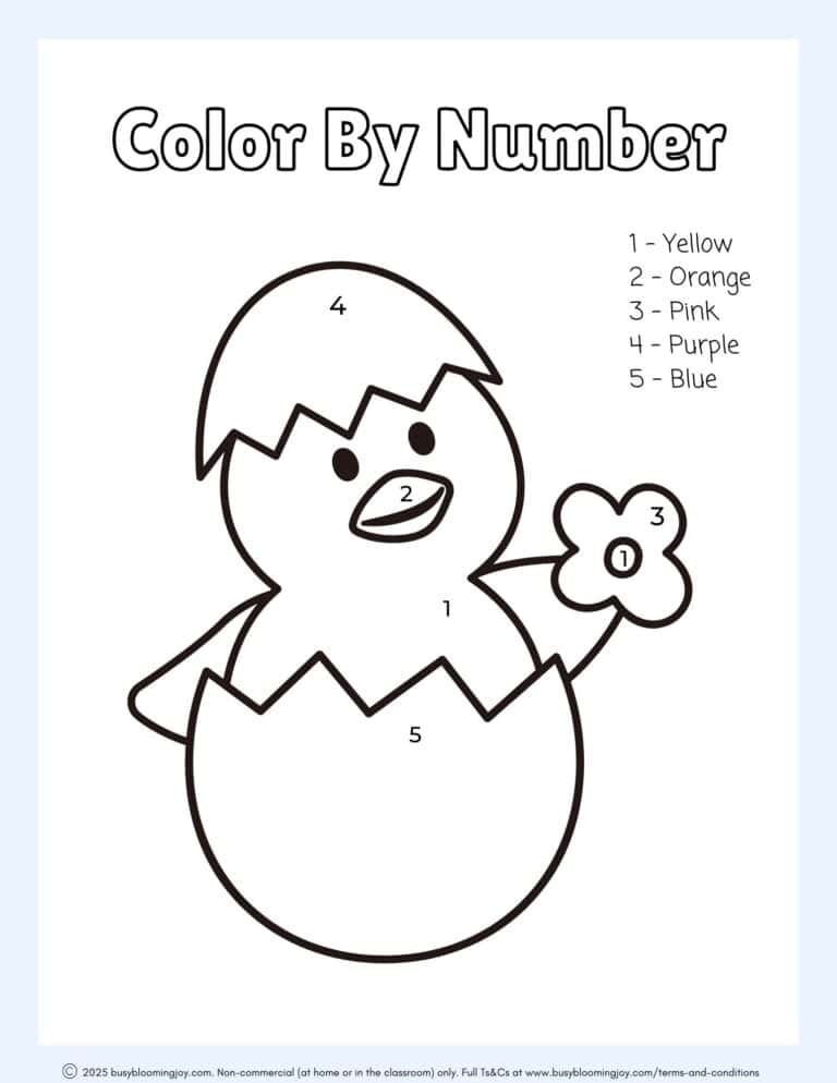 2 Easter Color By Number Free Printables - Chick & Bunny Design