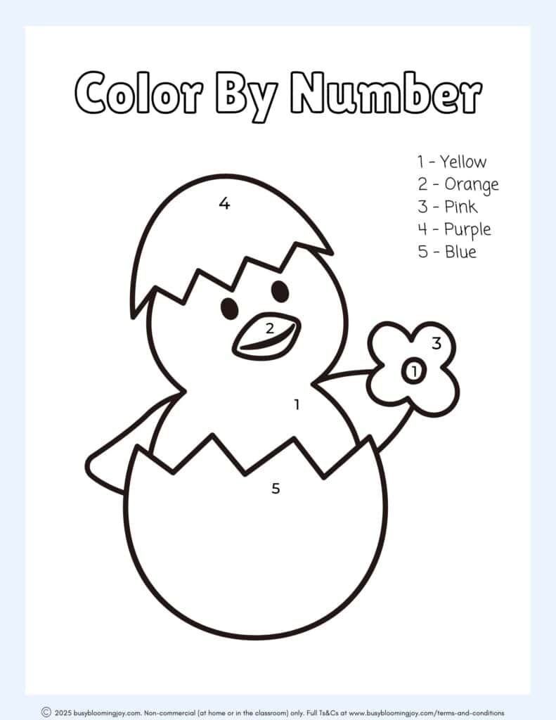 2 Easter Color By Number Free Printables - Chick & Bunny Design