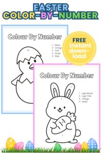2 Easter Color By Number Free Printables - Chick & Bunny Design
