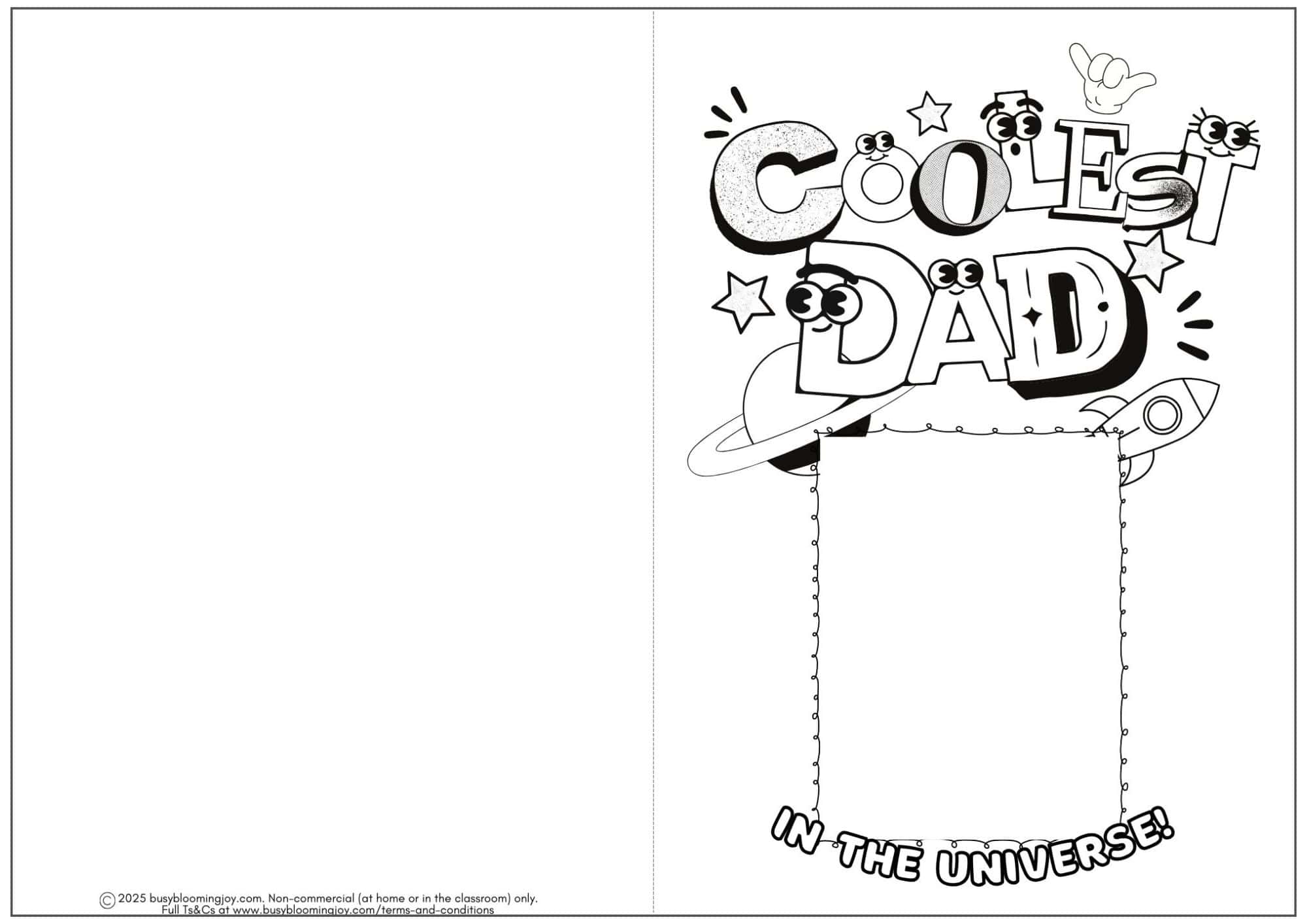 Free “Coolest Dad” Color-In Card for Father's Day