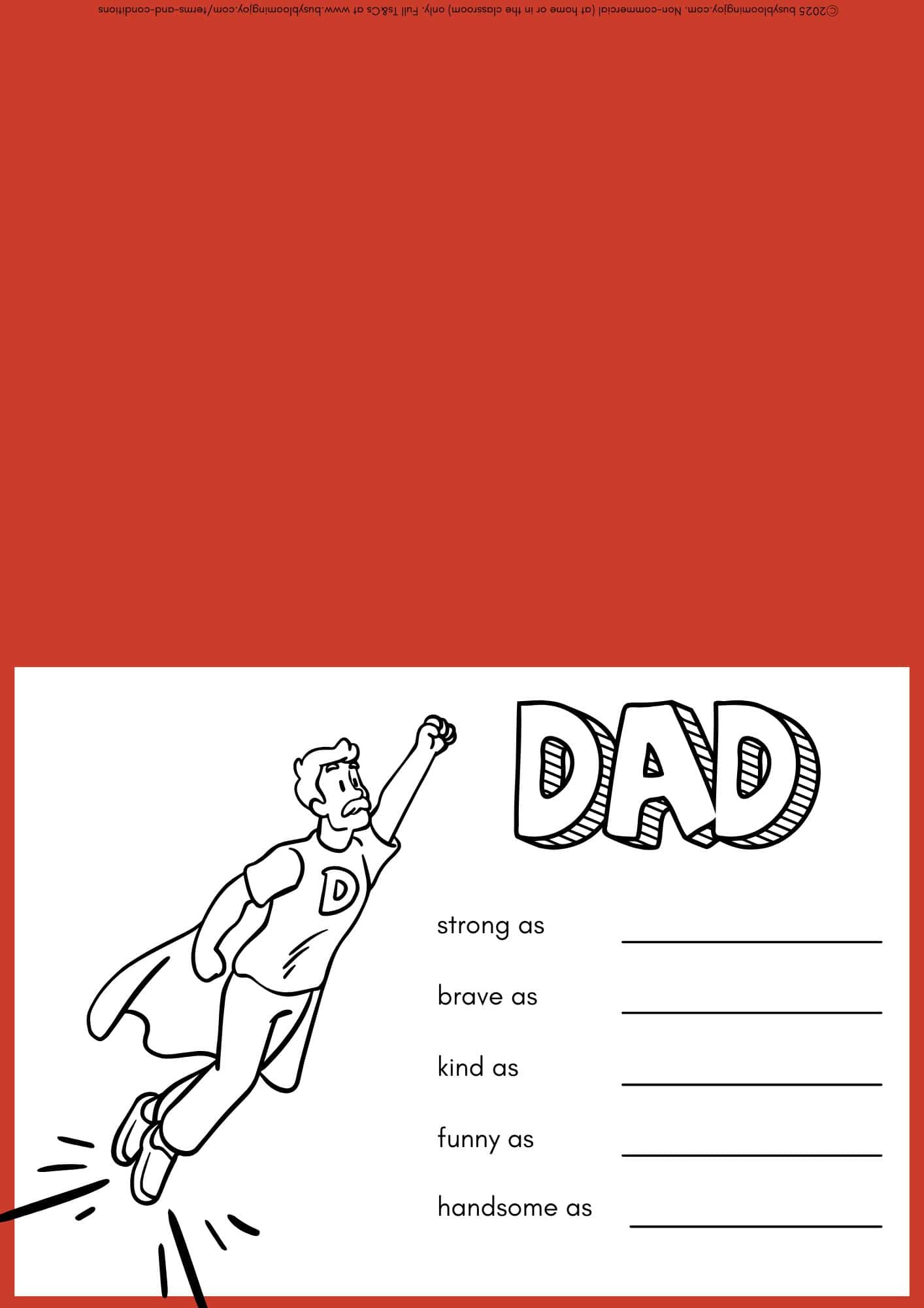 "Dad Is…" {All About My Dad Free Printable Color-in Card}