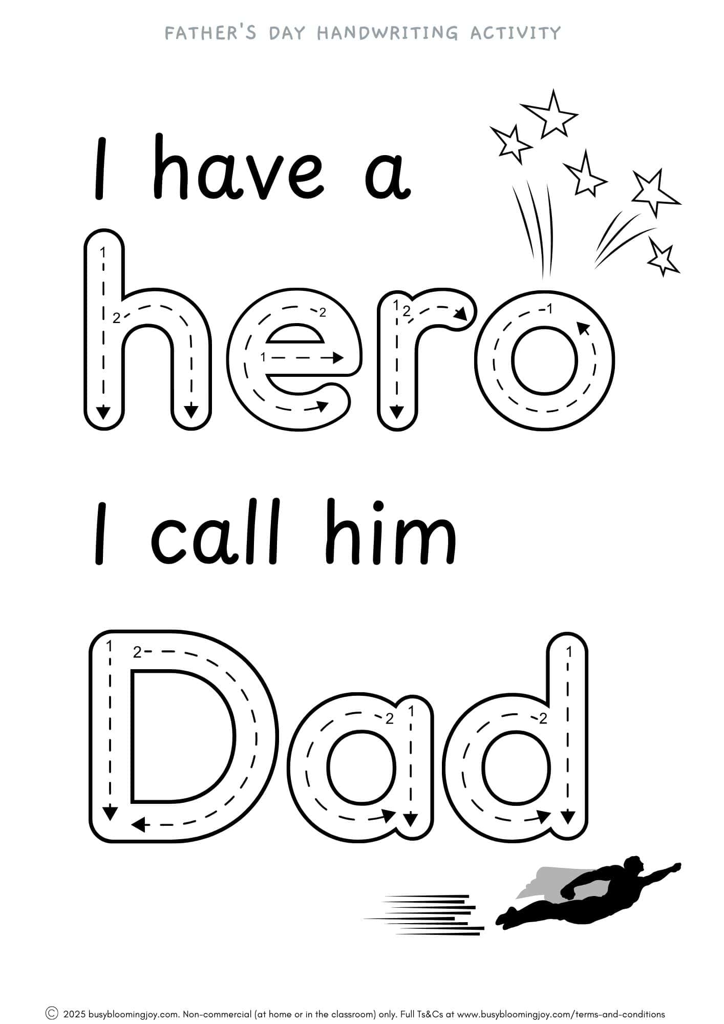 "I Have A Hero…" - Dad Writing Worksheet For Father's Day