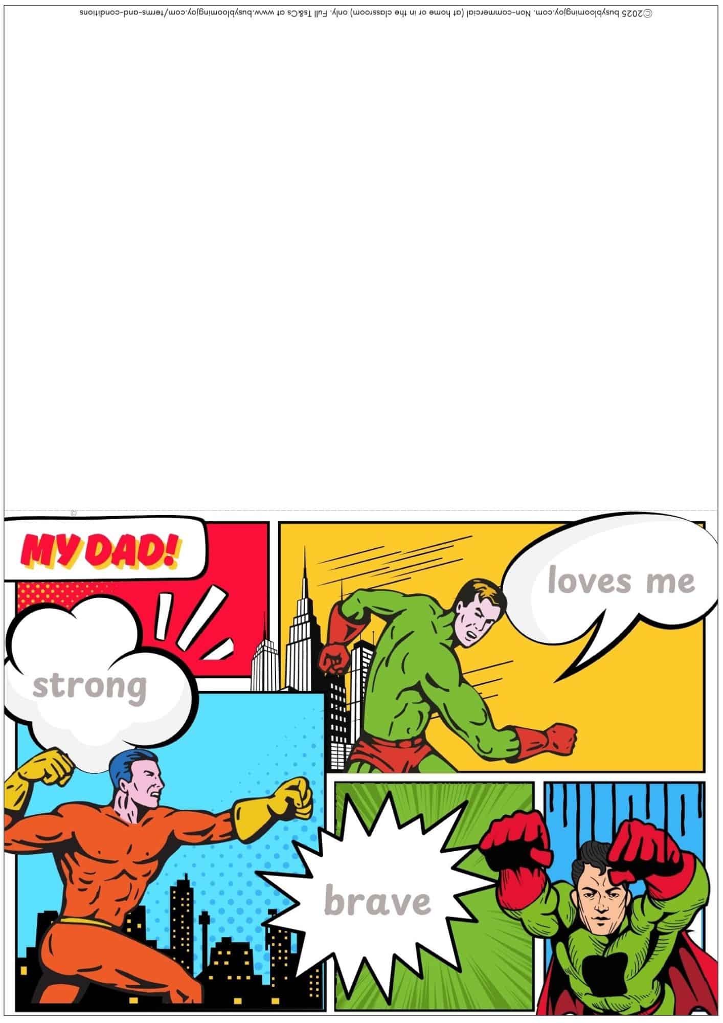 2 Free Printable Superhero Cards for Dad For Birthday or Father's Day