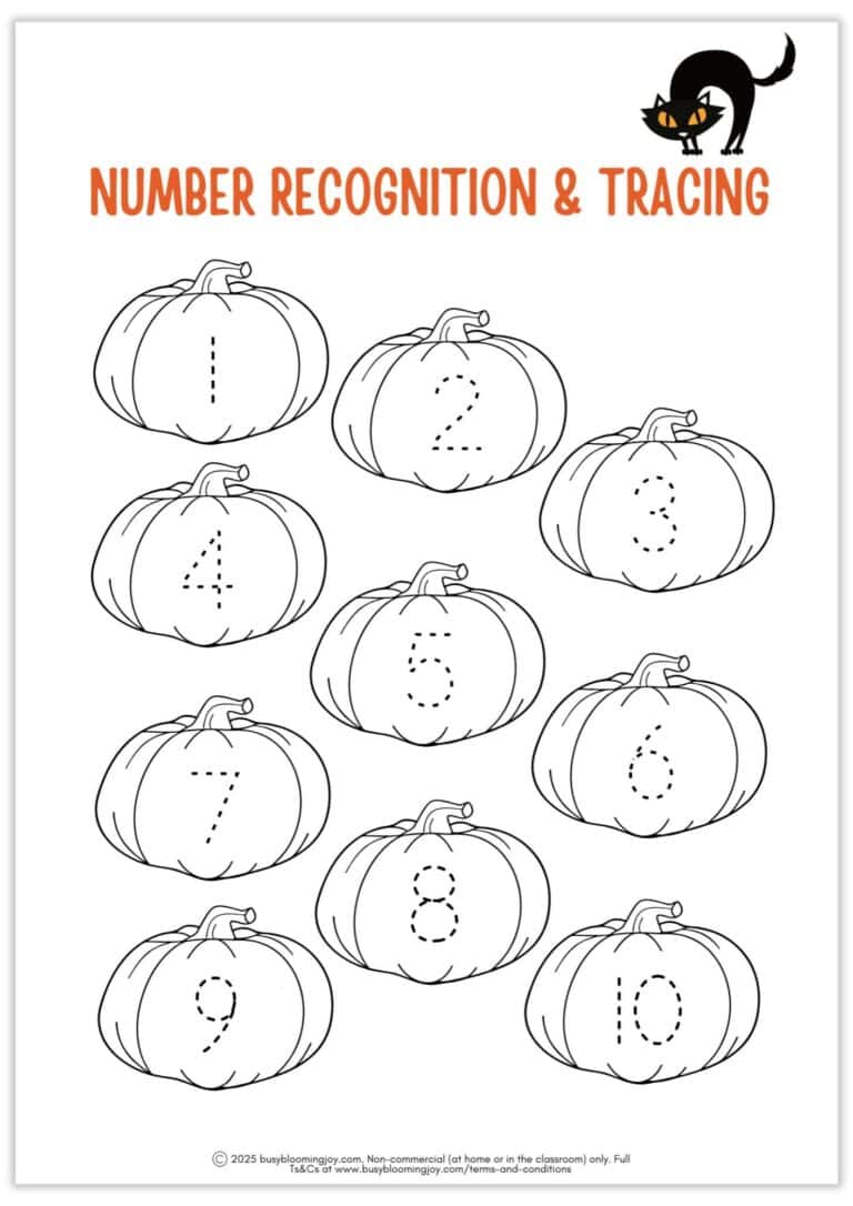 13+ FREE Halloween Worksheets for Preschool – Number Fun, Puzzles & More!