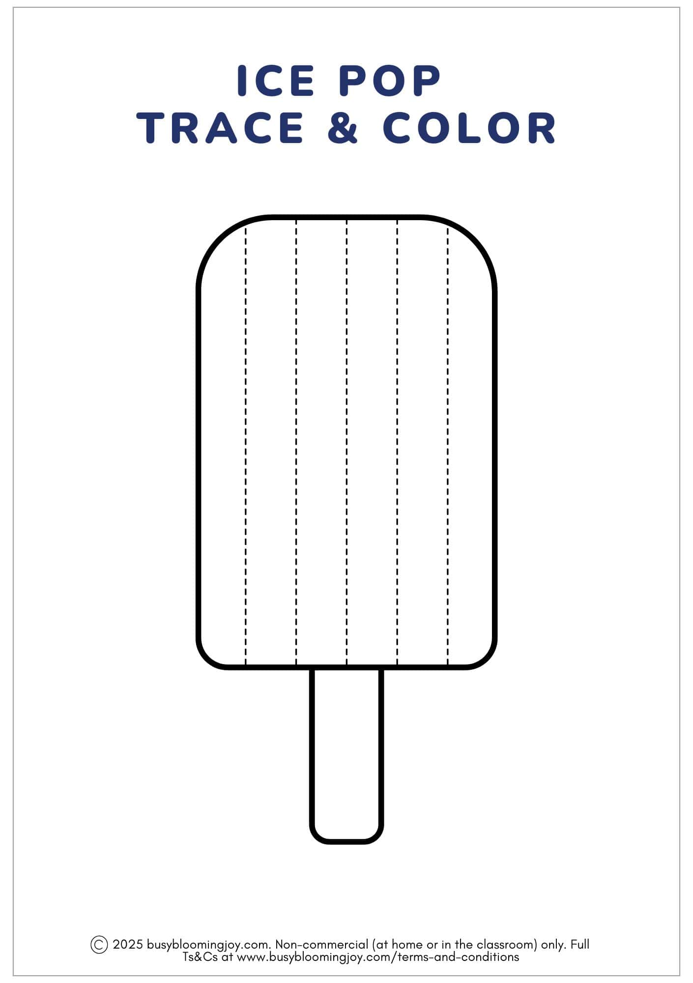 Trace & Color Ice Pops – 10 FREE Summer Printables for Preschool Fun