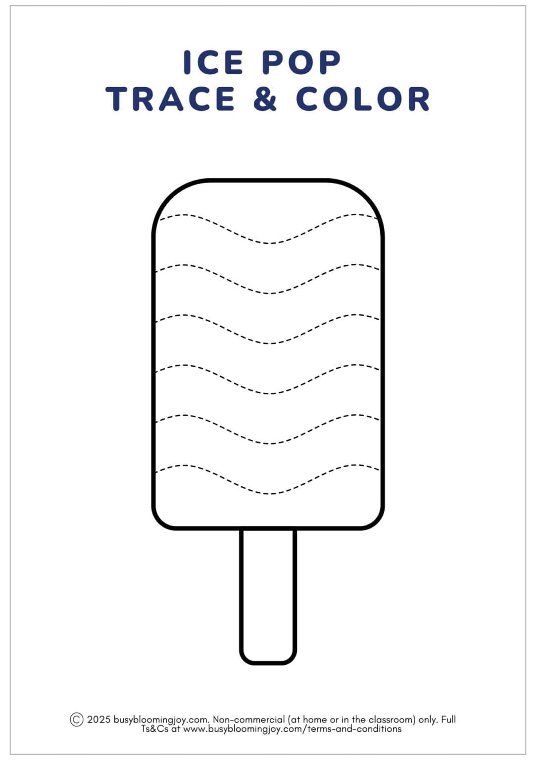 Trace & Color Ice Pops – 10 FREE Summer Printables for Preschool Fun