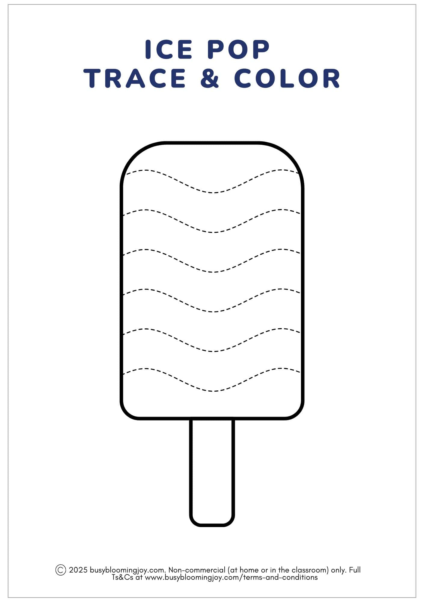 Trace & Color Ice Pops – 10 FREE Summer Printables for Preschool Fun