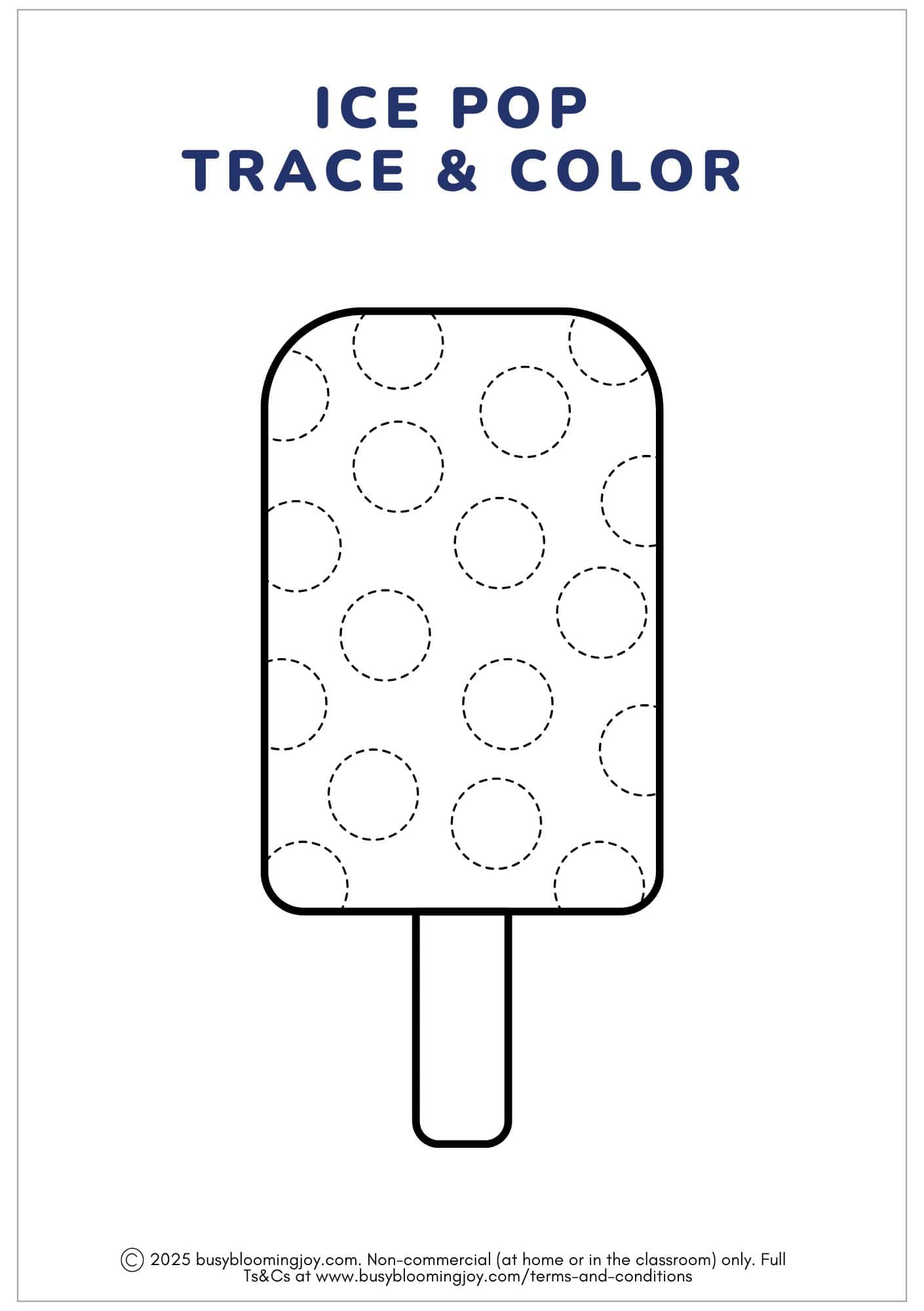 Trace & Color Ice Pops – 10 FREE Summer Printables for Preschool Fun