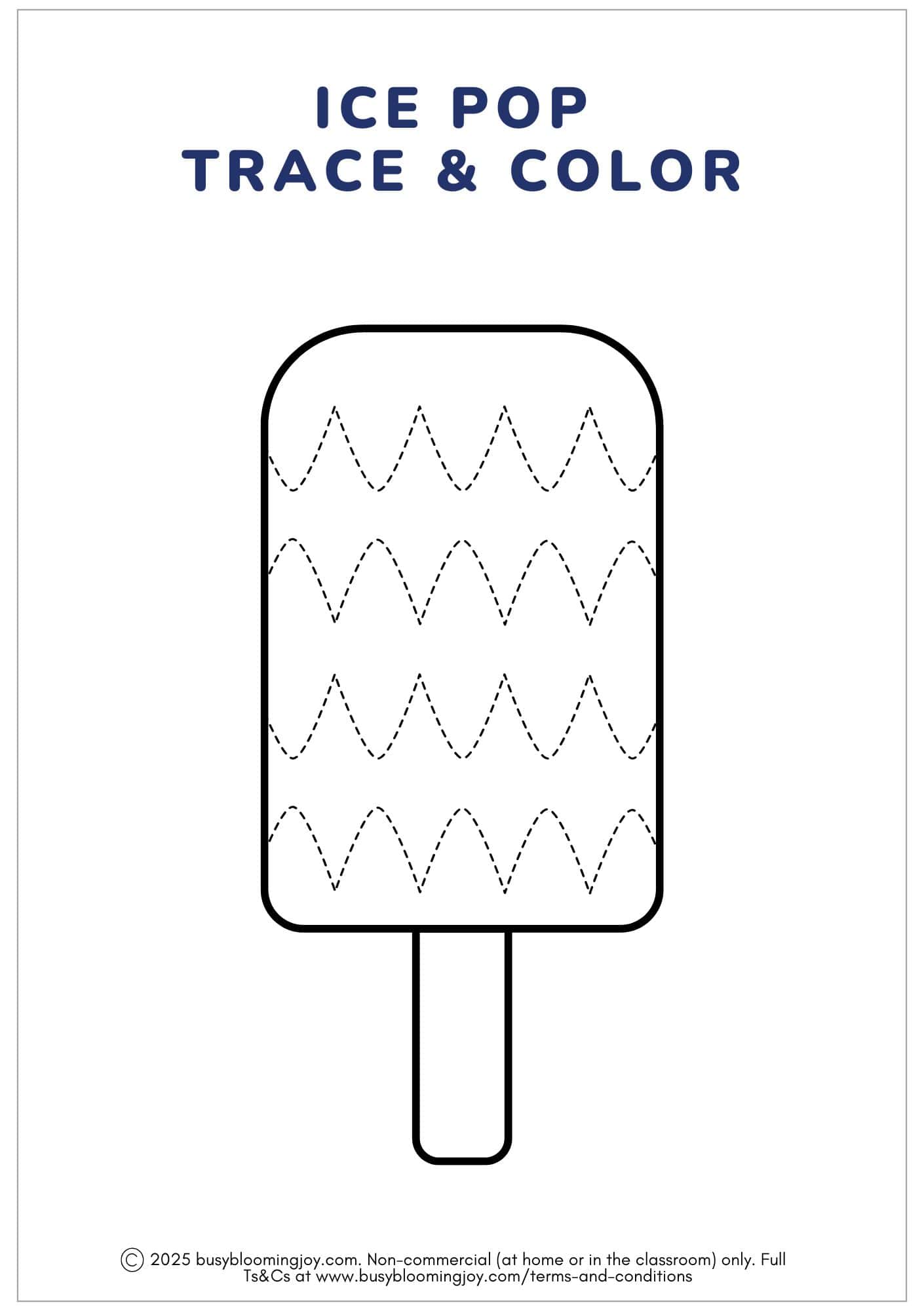 Trace & Color Ice Pops – 10 FREE Summer Printables for Preschool Fun