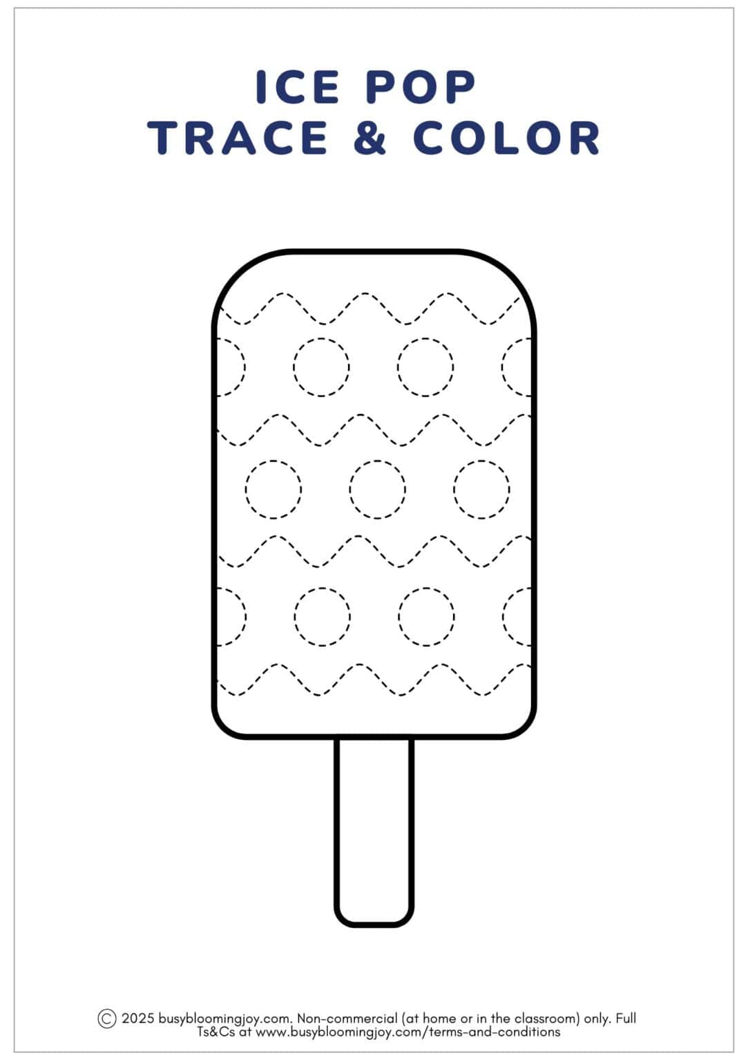 Trace & Color Ice Pops – 10 FREE Summer Printables for Preschool Fun