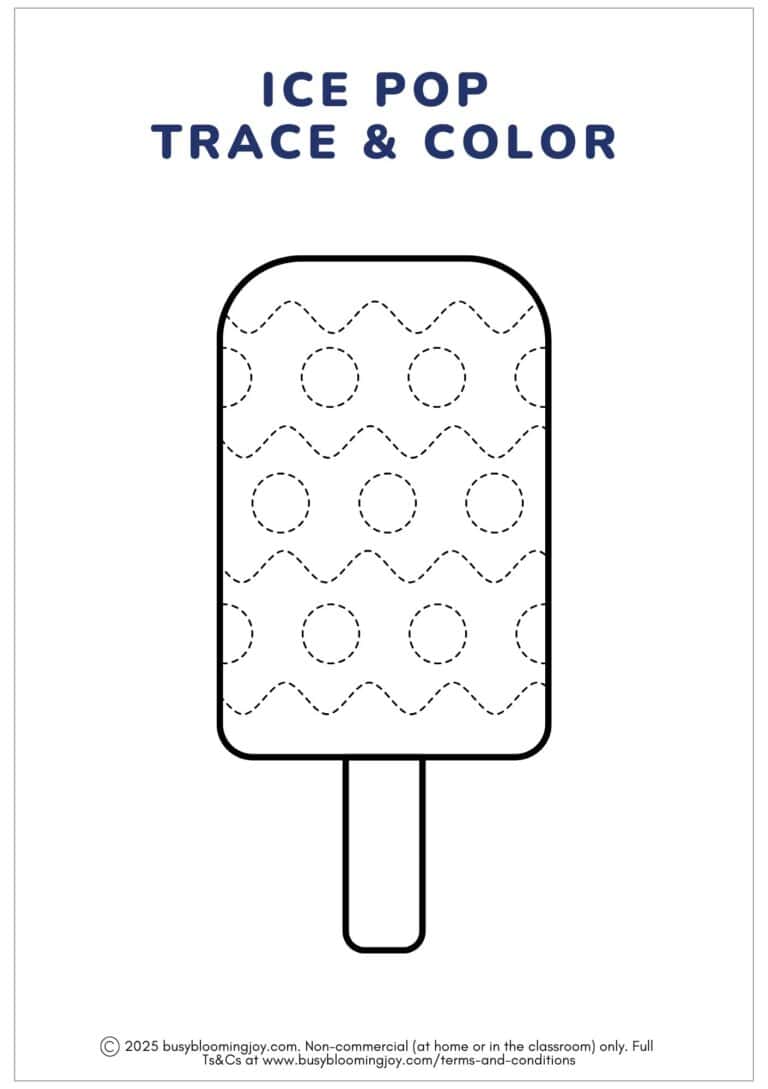 Trace & Color Ice Pops – 10 FREE Summer Printables for Preschool Fun