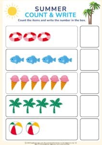 FREE Printable Summer Count & Write Worksheets {4 Different Designs}