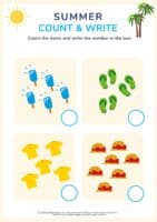 FREE Printable Summer Count & Write Worksheets {4 Different Designs}