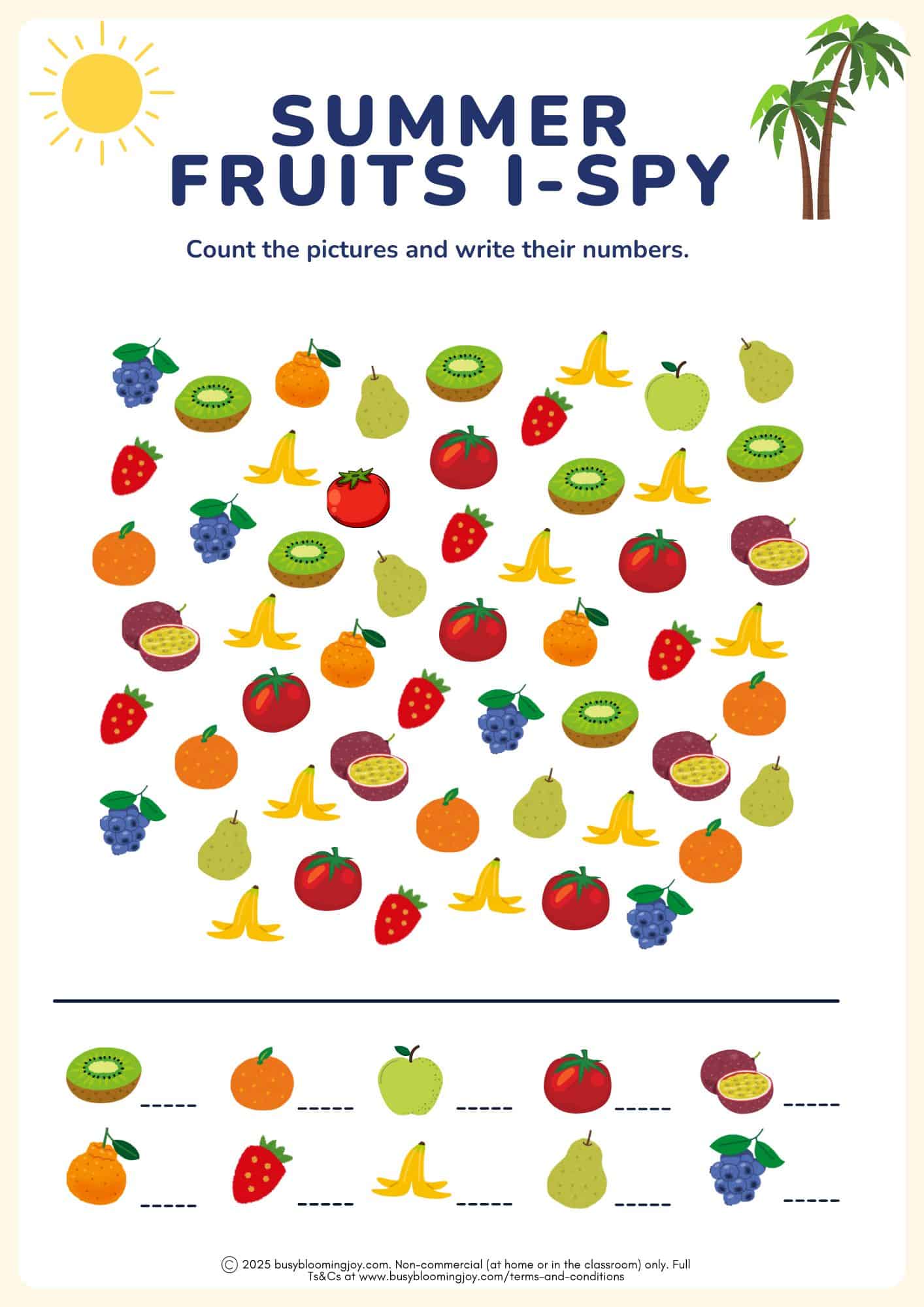 FREE Printable Summer Count & Write Worksheets {4 Different Designs}