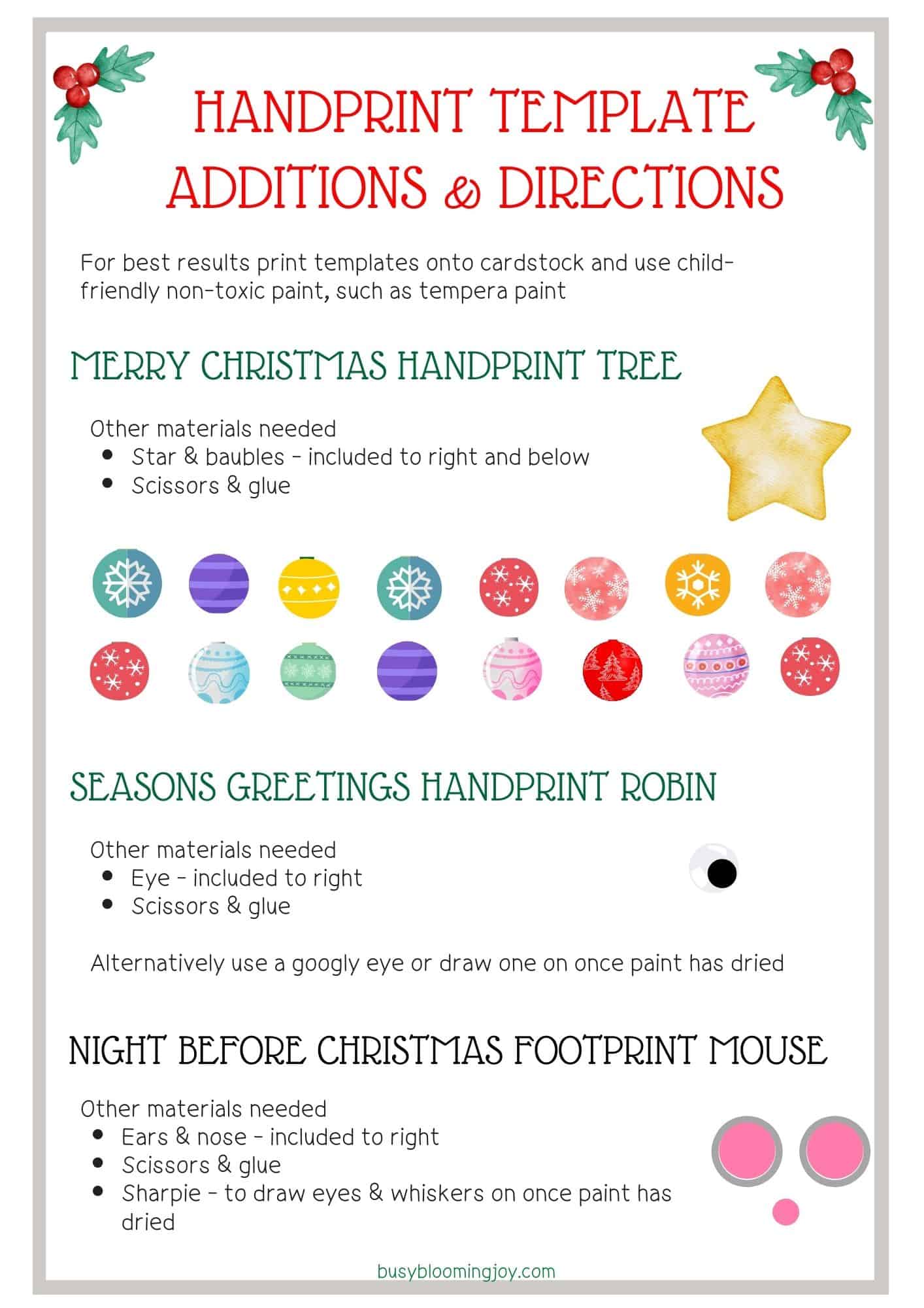 12 Cute Printable Christmas Handprint & Footprint Art Templates (FREE ...