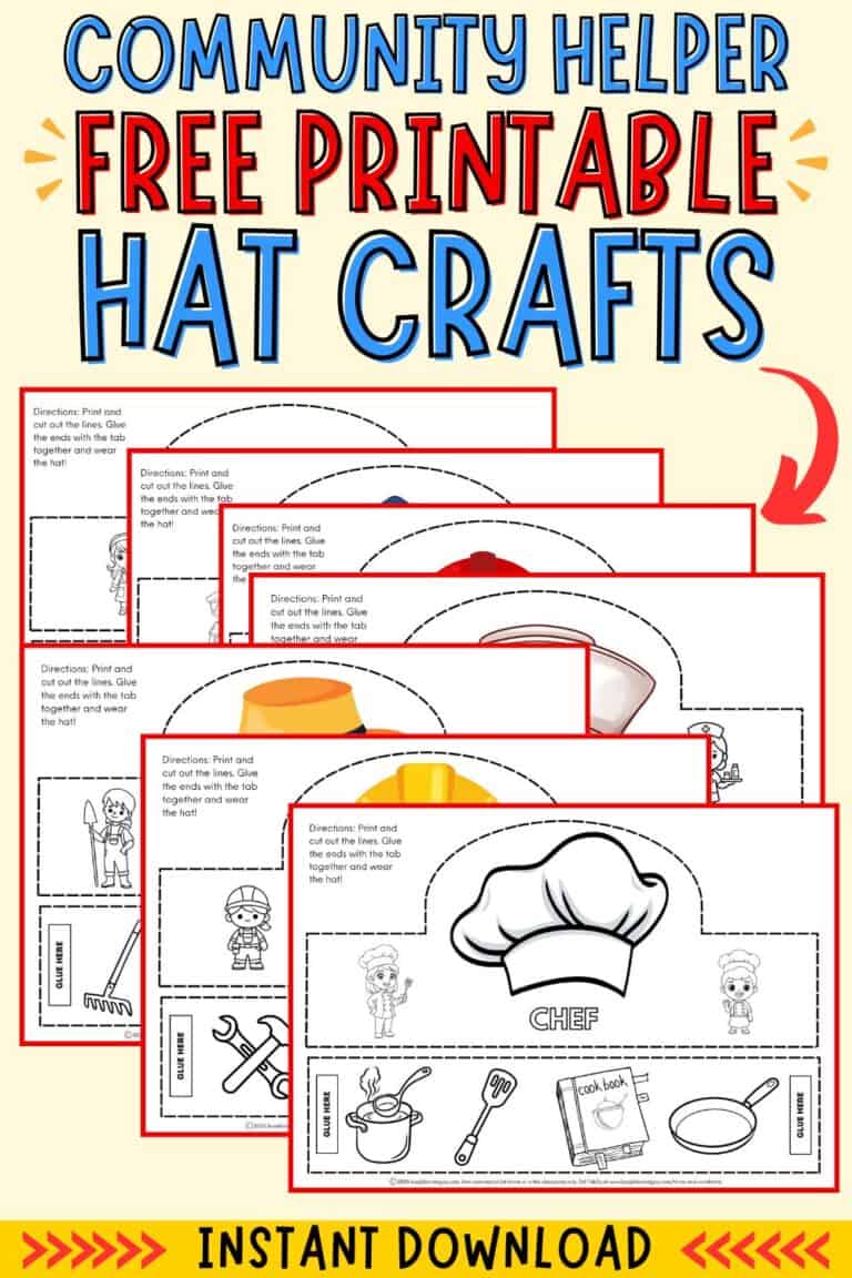 7 FREE Printable Community Helpers Color-In Hats: A Fun Craft For Toddlers